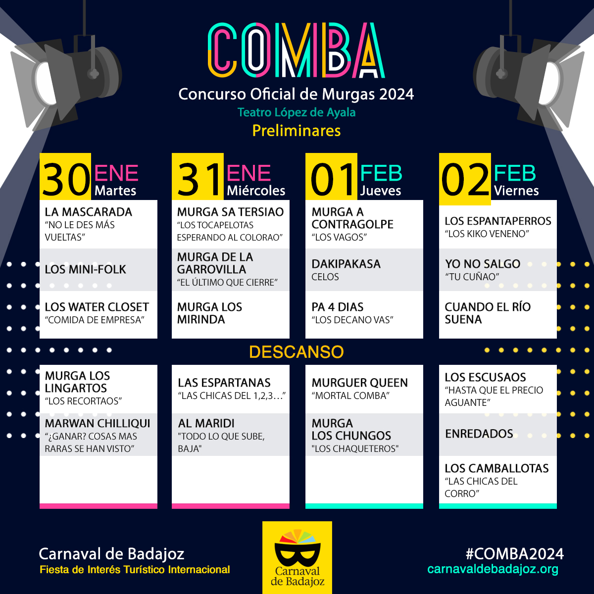 Orden de actuación en el Concurso Oficial de Murgas COMBA 2024 ...